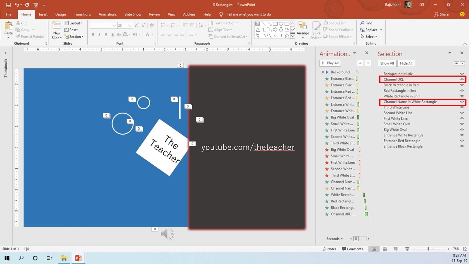 3 Rectangles Youtube Intro Template In PowerPoint